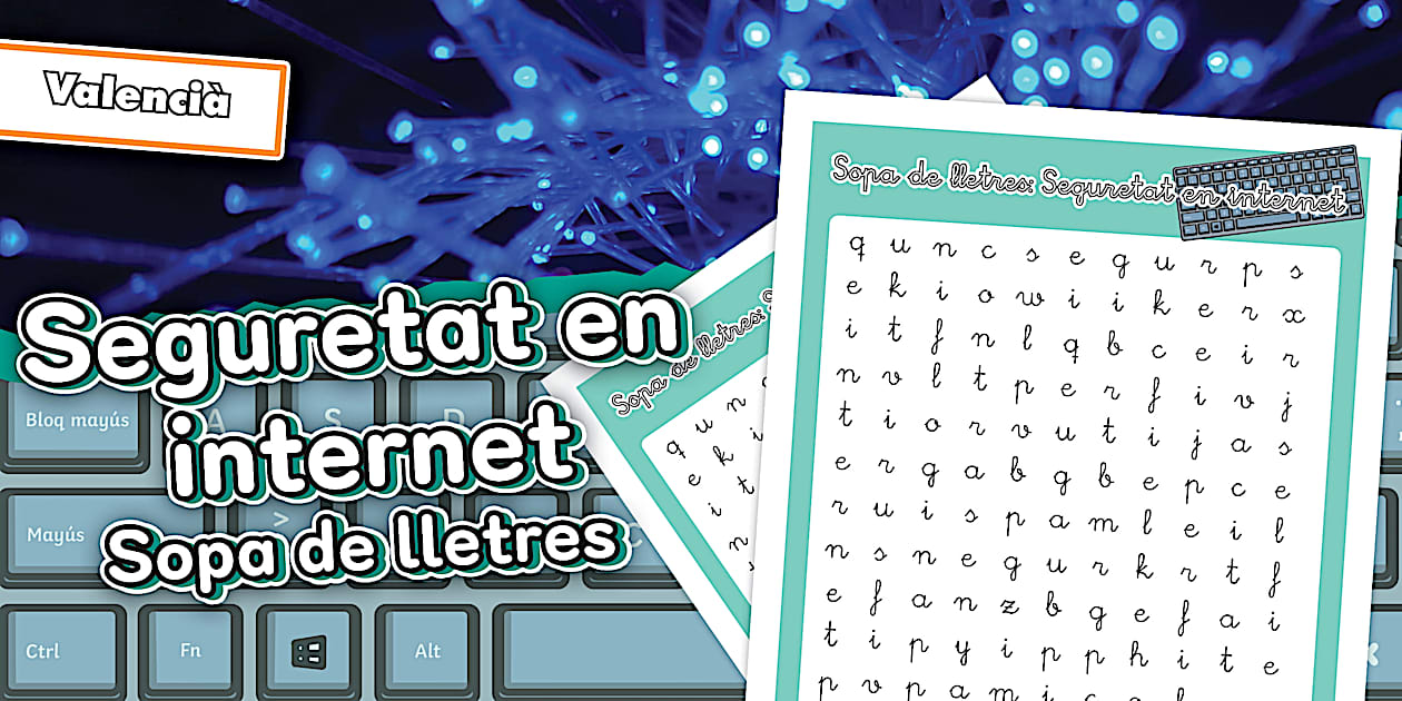 Sopa de lletres: Seguretat en internet - Valencià