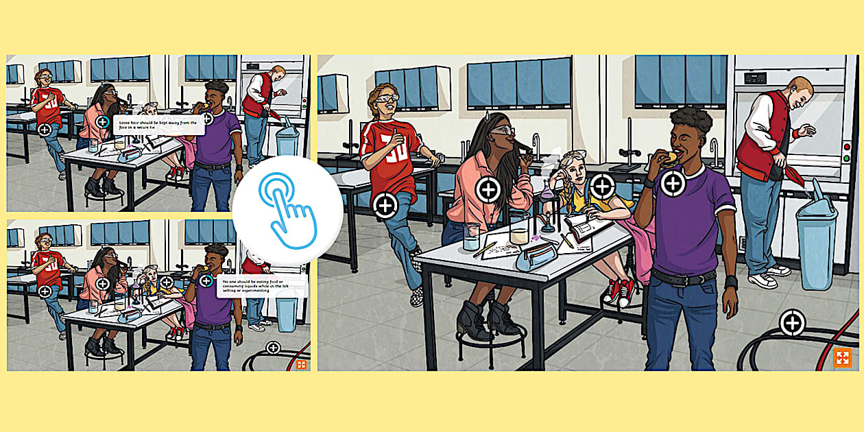 Lab Safety Click and Learn Digital Picture for 3rd-5th Grade
