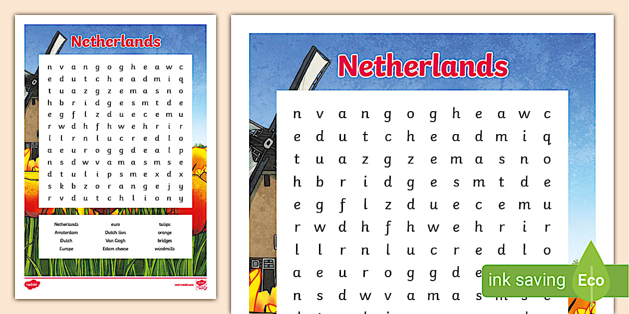 The Netherlands Word Search (teacher made) - Twinkl