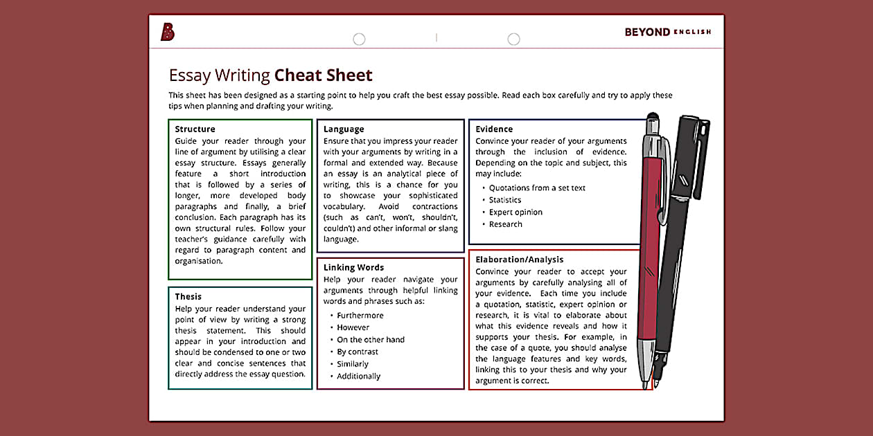 Essay Writing: Cheat Sheet (teacher made) - Twinkl Essay Writing: Cheat Sheet (teacher made) - Twinkl
