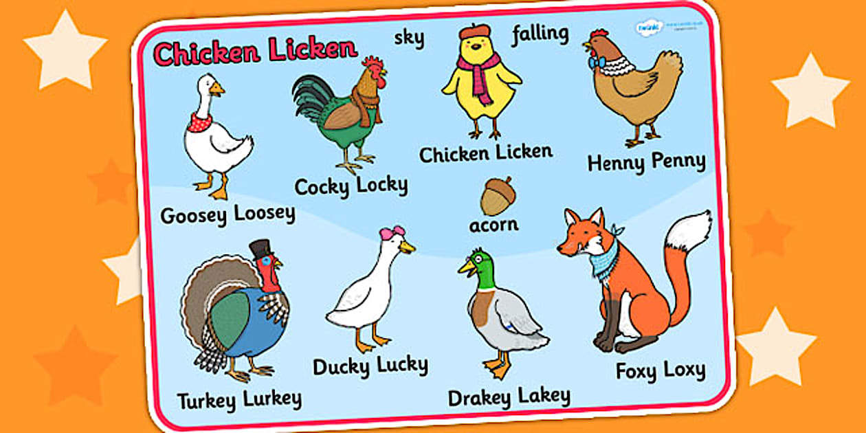 Cursive Chicken Licken Character Word Mat (Lehrer gemacht)