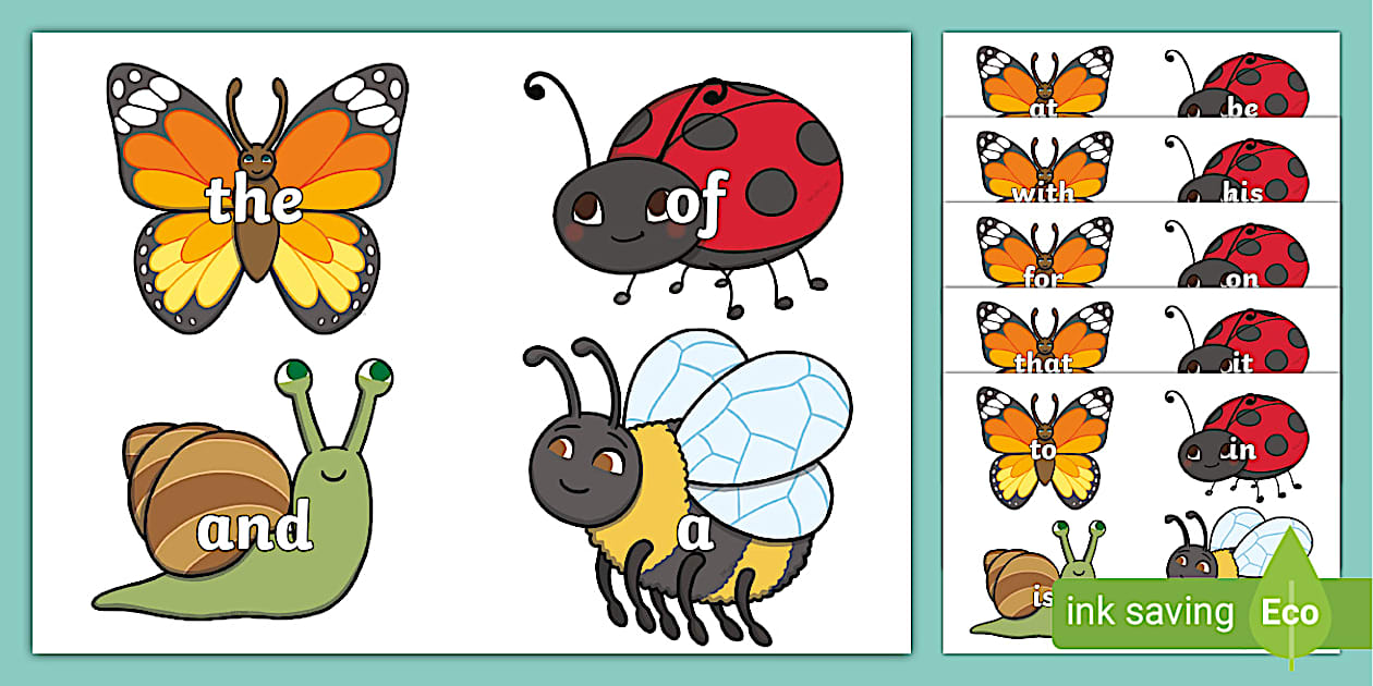 Editable Sight Word Minibeasts Cut Outs - Twinkl