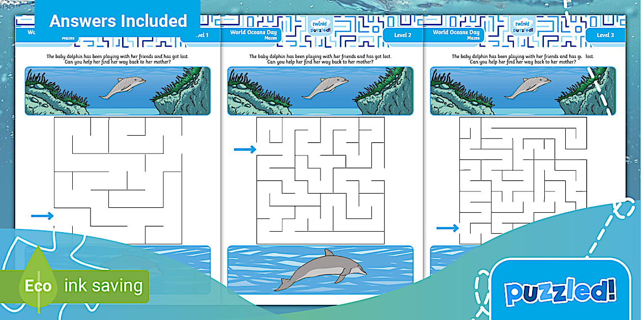 World Oceans Day Mazes - Twinkl Puzzled (Teacher-Made)