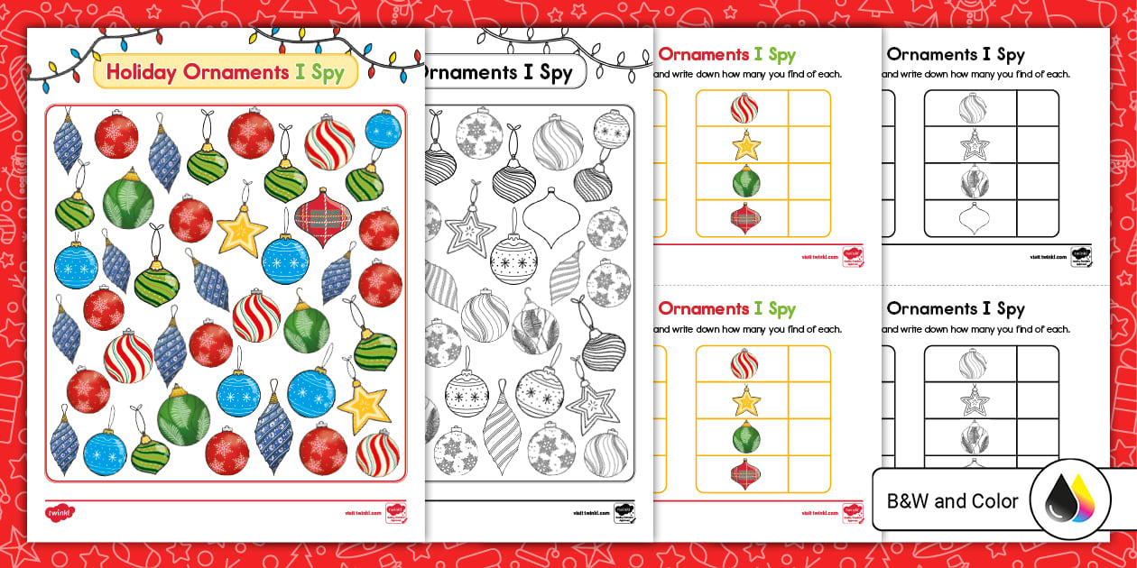 Holiday Ornaments I Spy Activity (teacher made) - Twinkl