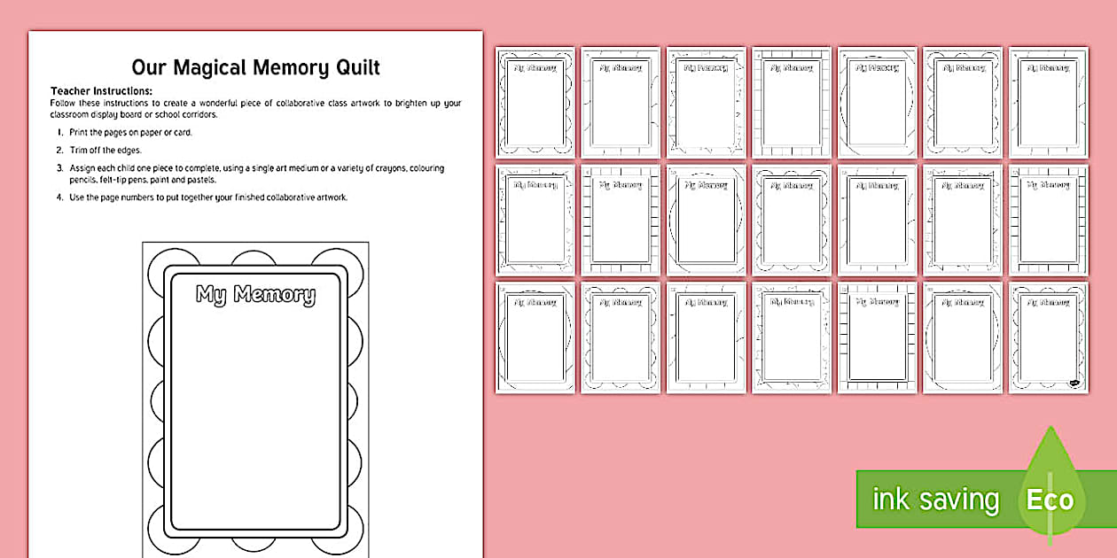 Editable Our Magical Memory Quilt Collaborative Colouring Activity Pack