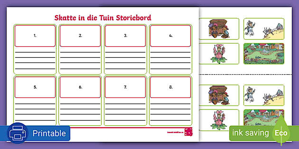 Skatte In die Tuin - Volgorde van Storie - Twinkl