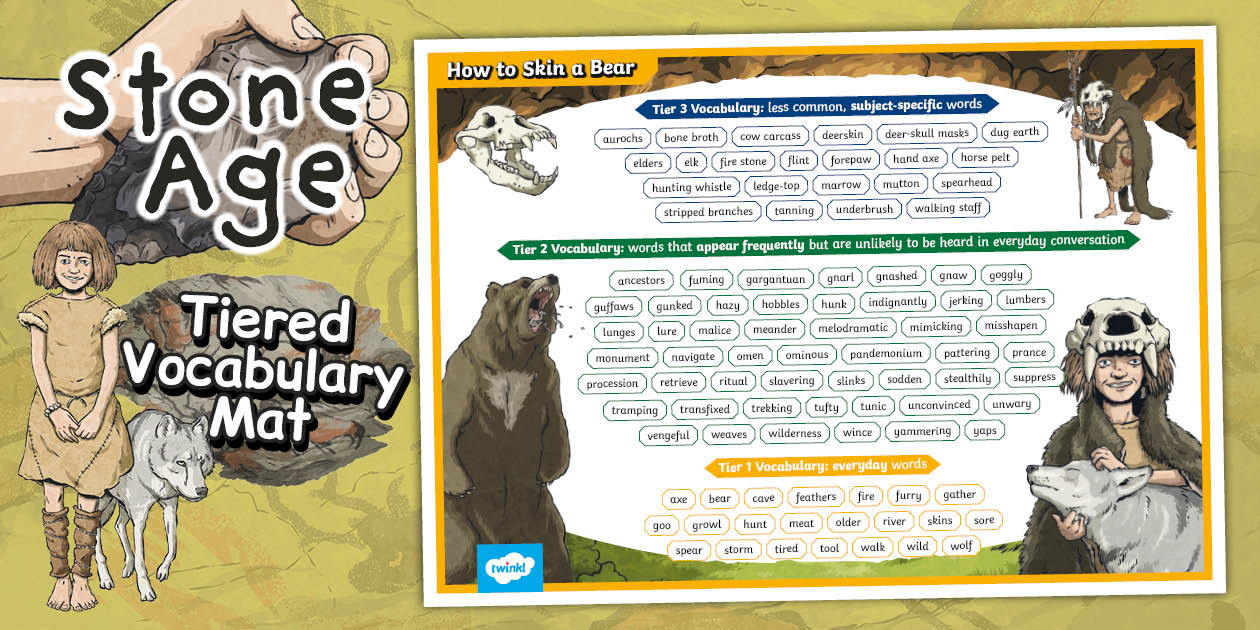 Tiered Vocabulary Mat for KS2 story 'How to Skin a Bear'