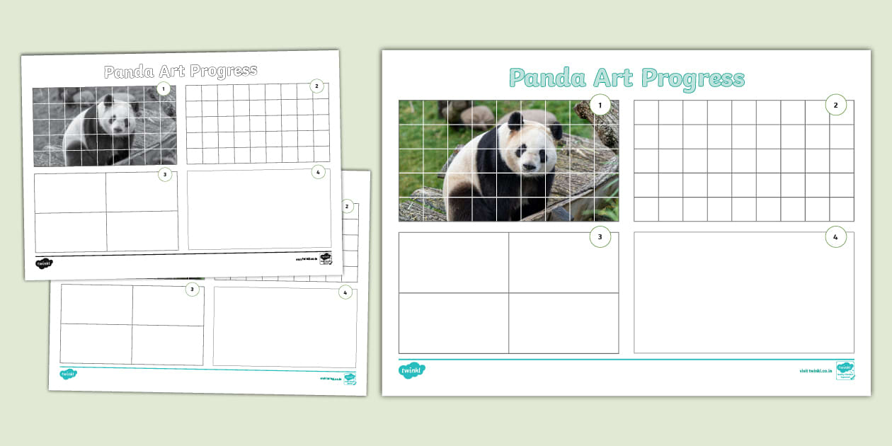 Panda Bear Art Progress Template (teacher made) - Twinkl
