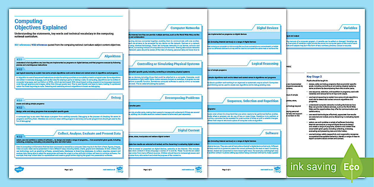 Computing Objectives Explained - Twinkl
