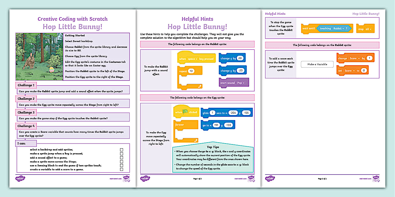 Easter Coding with Scratch Worksheet - Computing - Twinkl