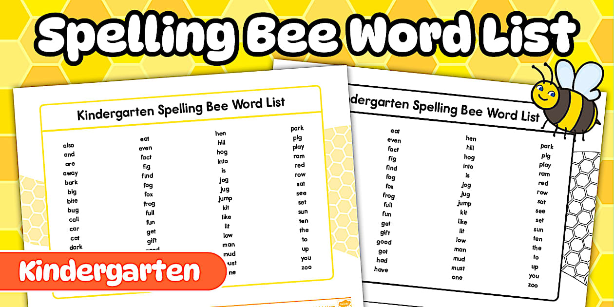 Kindergarten Spelling Bee Word List | Twinkl USA - Twinkl