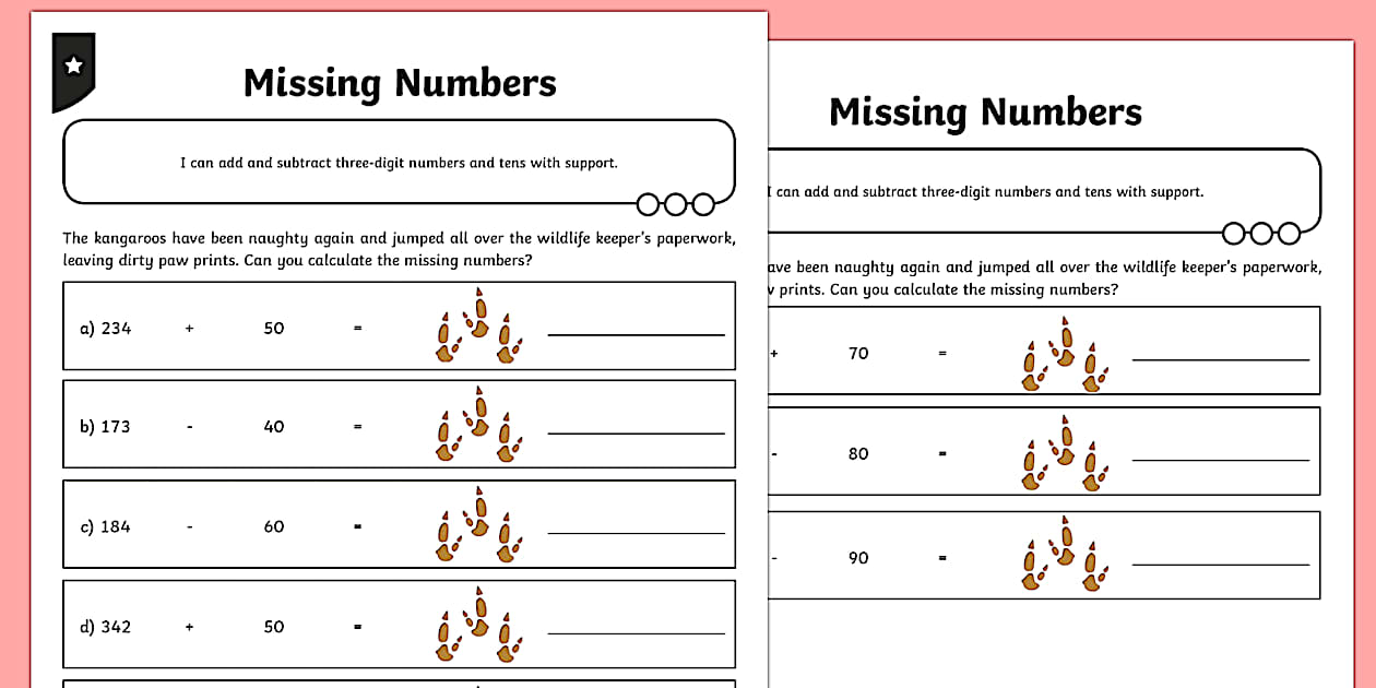 Adding and Subtracting Three-Digit Numbers and Tens Worksheet / Worksheet