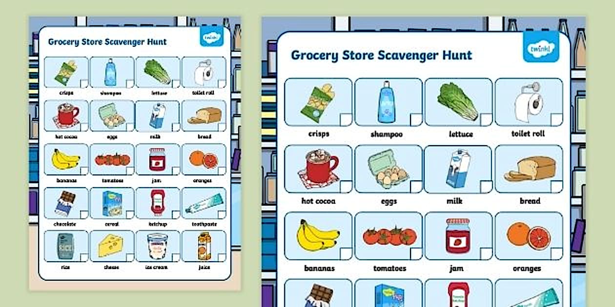 Grocery Store Scavenger Hunt | Activities for Kids - Twinkl