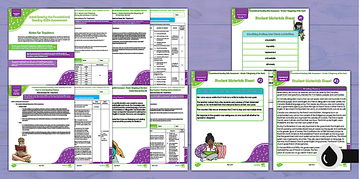 Foundational Reading Skills Assessment - Grade 7 - Twinkl