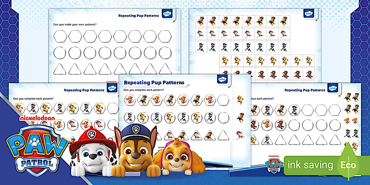 FREE! - 👉 PAW Patrol Repeating Pup Patterns - Twinkl