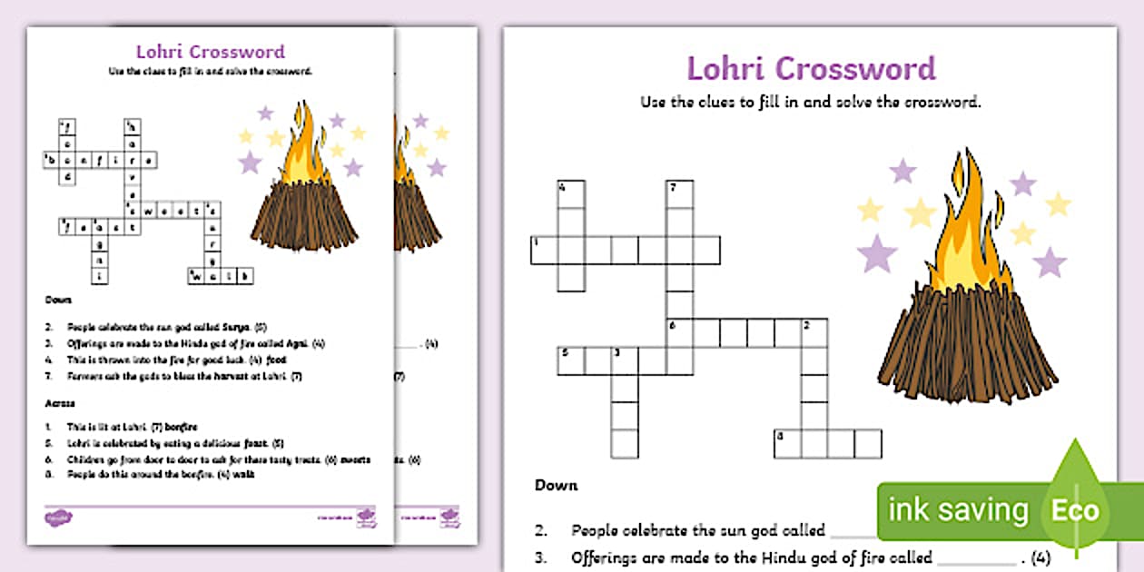 Lohri Crossword (Class 2-3) (teacher made) - Twinkl