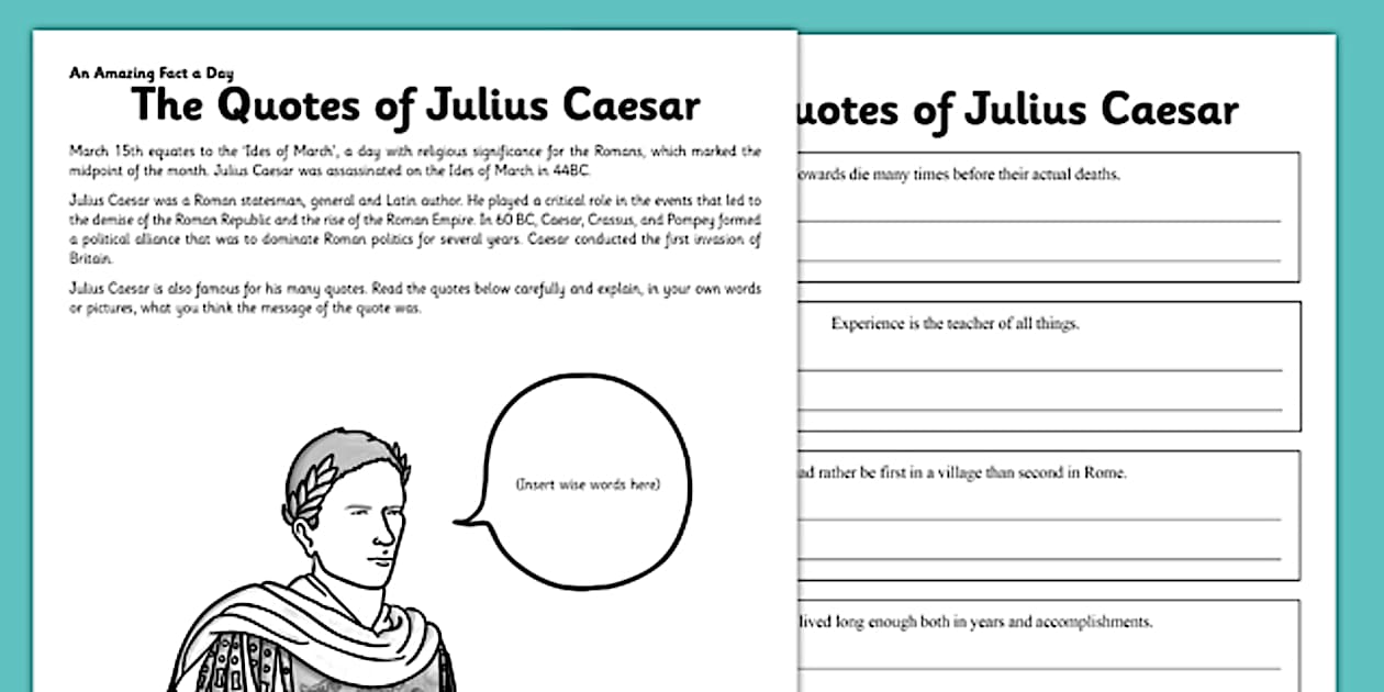 The Quotes of Julius Caesar Worksheet / Worksheet - Twinkl