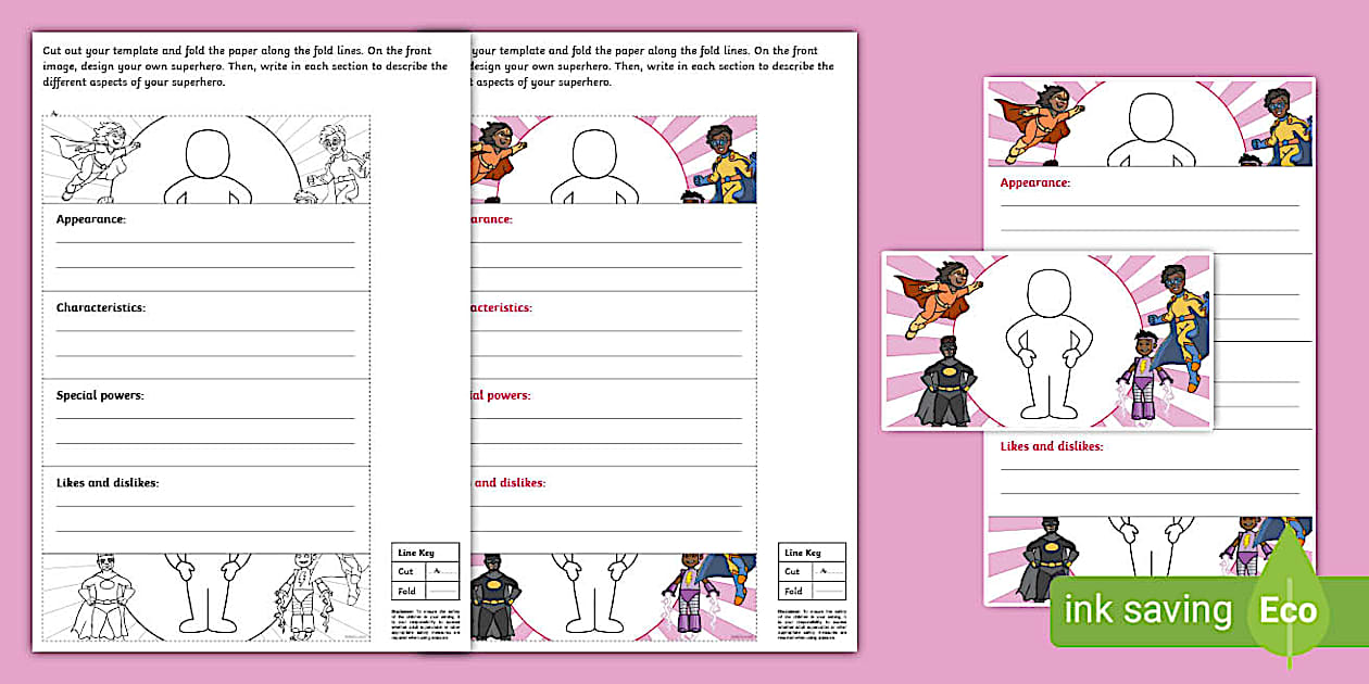 Superhero Character Description Folding Template - Twinkl