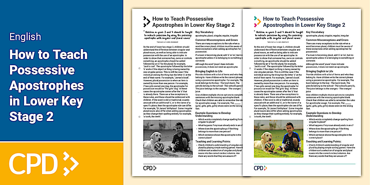 How to Teach Possessive Apostrophes in Lower Key Stage 2