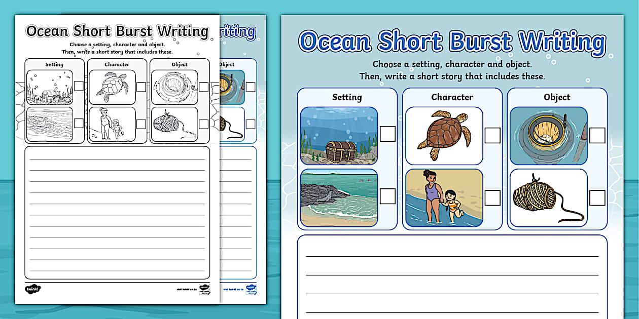 Ocean Short Burst Writing Template (teacher made) - Twinkl