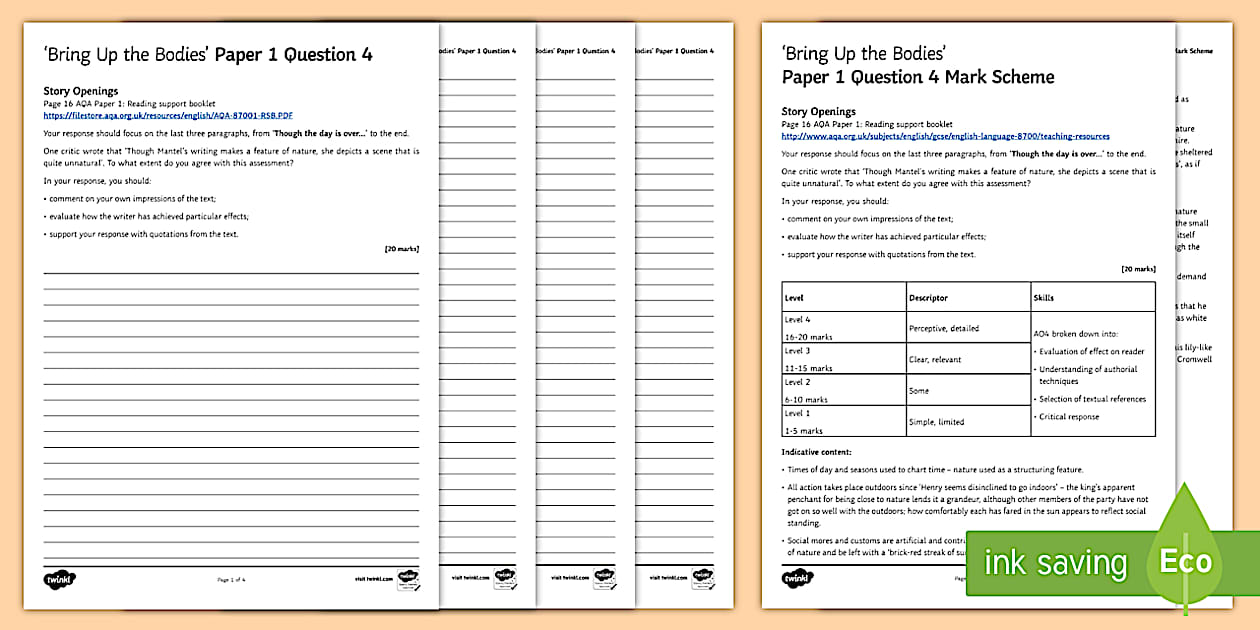 AQA Language Paper 1 Question 4: Bring Up the Bodies Extract