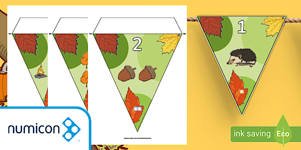 Autumn-Themed Numicon Shapes Display Bunting (teacher made)