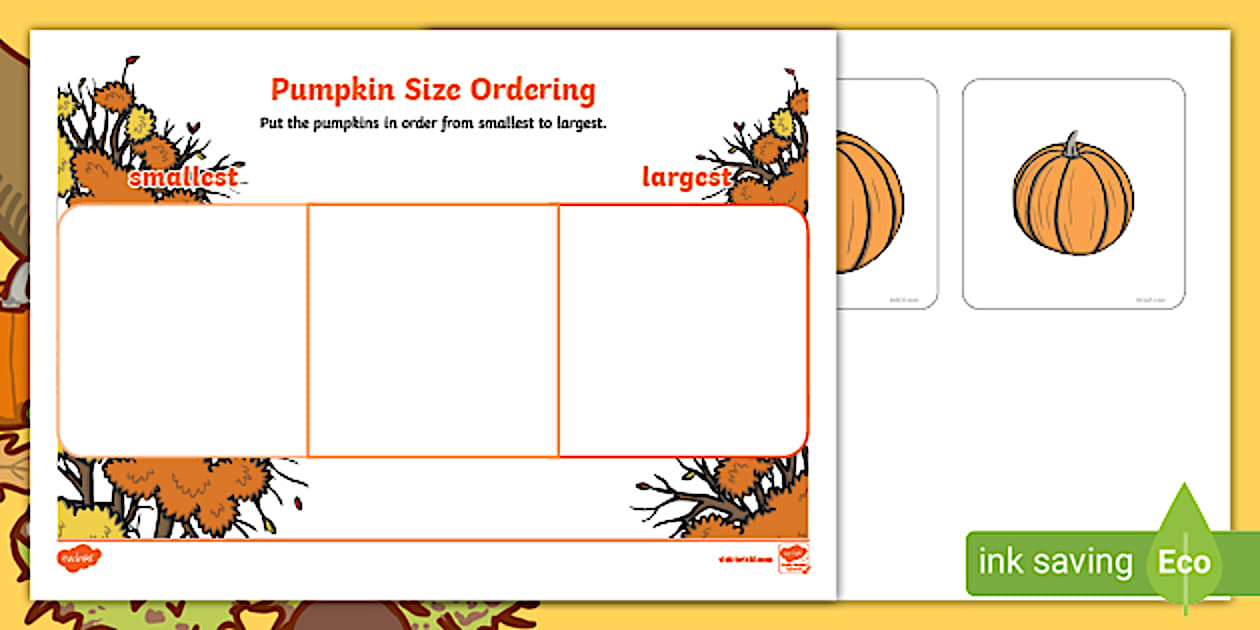 👉 Pumpkin Size Ordering Activity (teacher made) - Twinkl