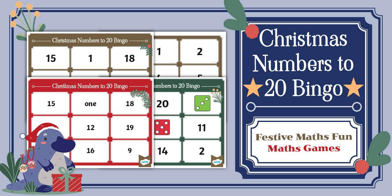 Christmas Numbers to 20 Bingo