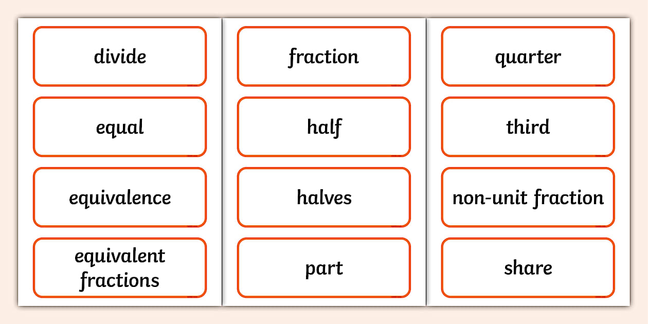 👉 Y2 Fractions Vocabulary Cards (teacher made) - Twinkl