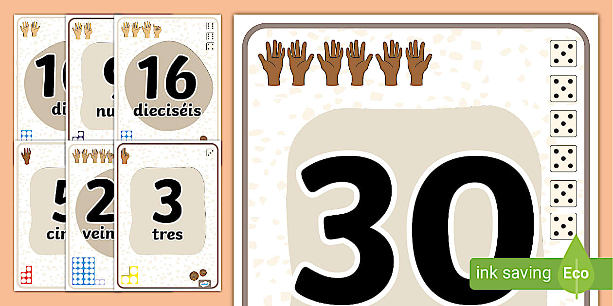 👉 Spanish: Visual Number Line Posters 0-30 - Twinkl