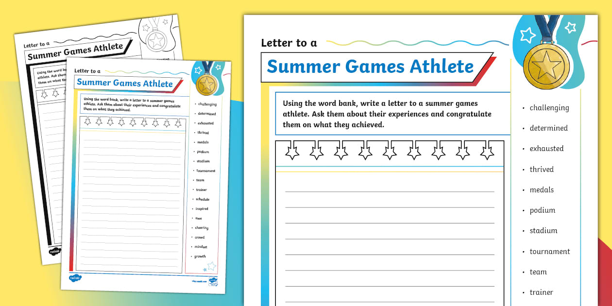 Letter to a Summer Games Athlete KS2 Template