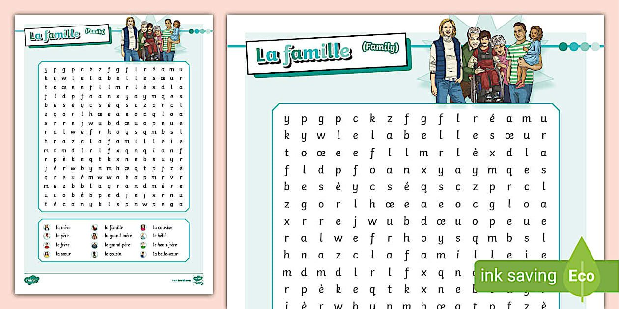 French: Family Word Search (Teacher-Made) - Twinkl