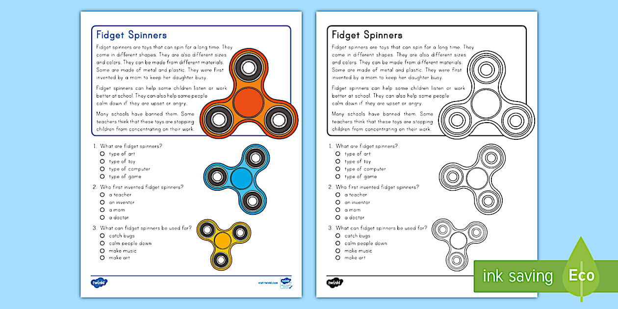 Second Grade Fidget Spinners Reading Comprehension | Twinkl