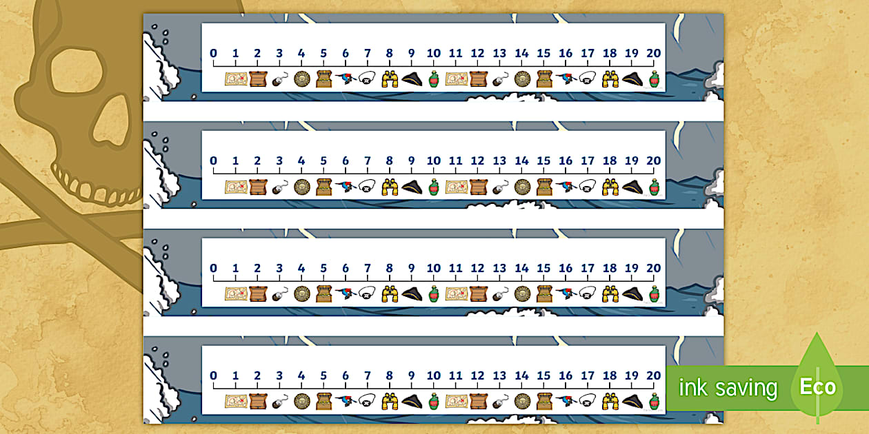 Pirates Number Line (0-20) (teacher made) - Twinkl
