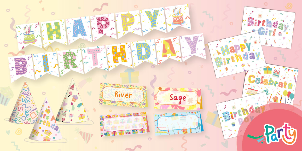 Colourful Birthday Party Pack | Twinkl Party (teacher made)