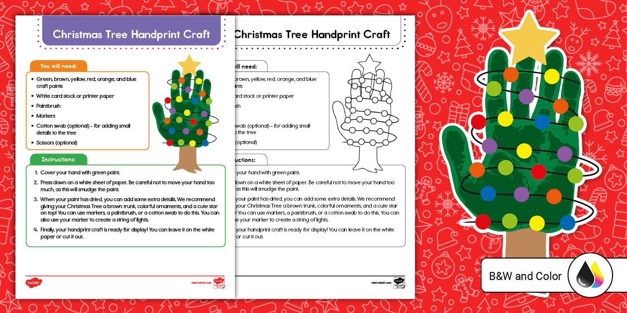 Christmas Tree Handprint Craft Activity