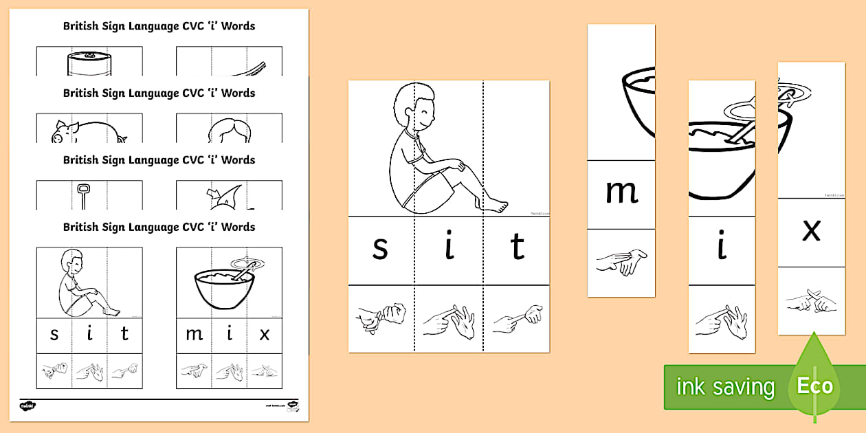 British Sign Language CVC 'i' Jigsaw Words (teacher made)