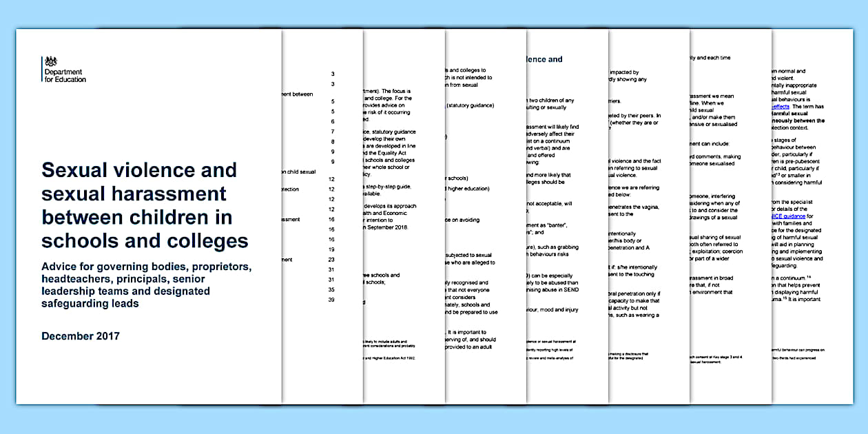 Sexual Harassment and Violence between Children in Schools DfE Adult ...