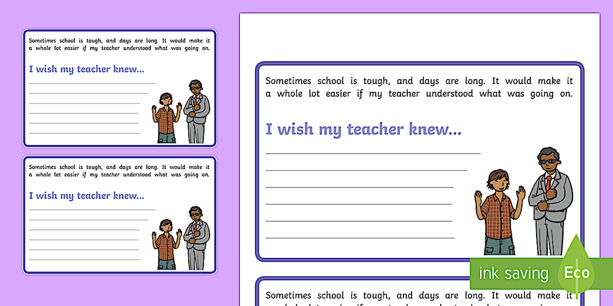 I Wish My Teacher Knew... Worksheet / Worksheet - Twinkl