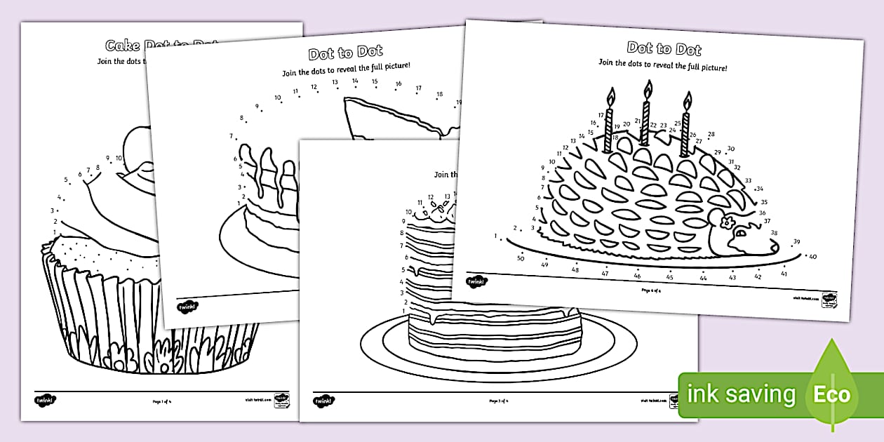 Cake Dot to Dot Worksheets (teacher made) - Twinkl