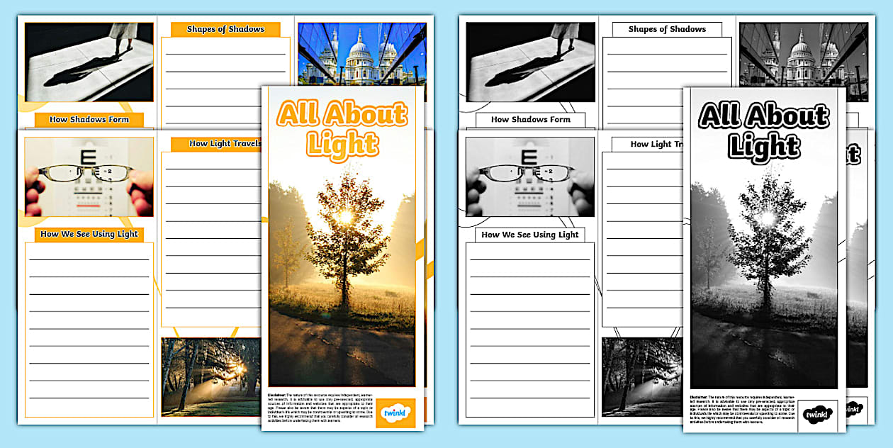 All About Light Leaflet Template (teacher made) - Twinkl