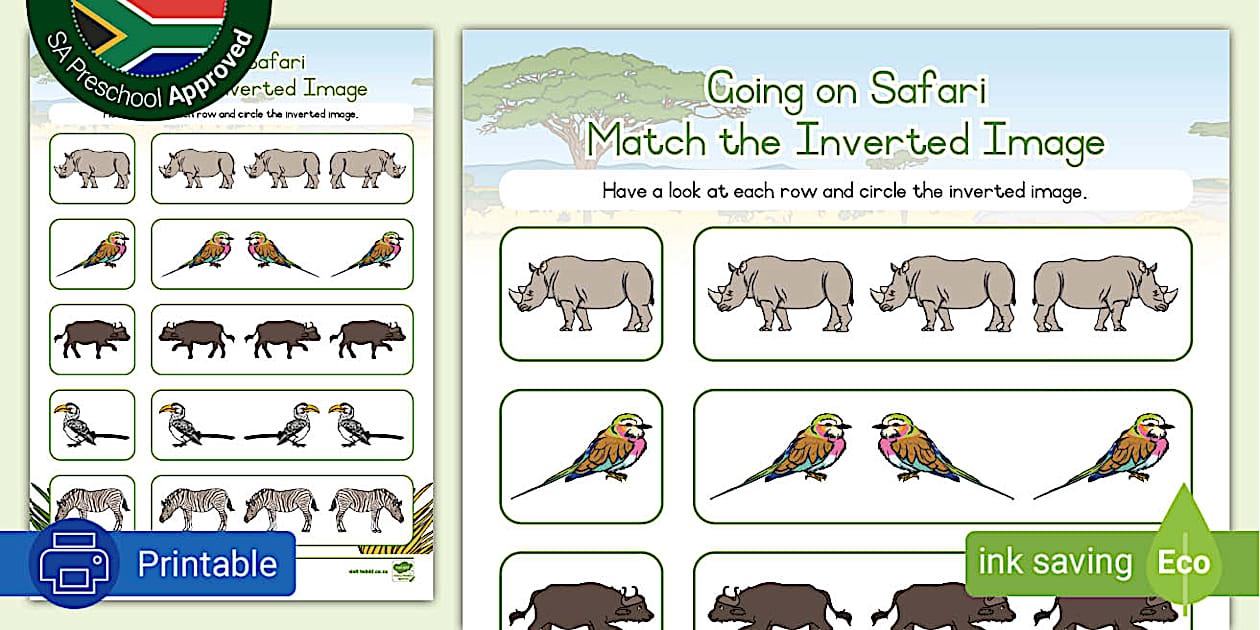 Going on Safari Match the Inverted Image Activity - Twinkl