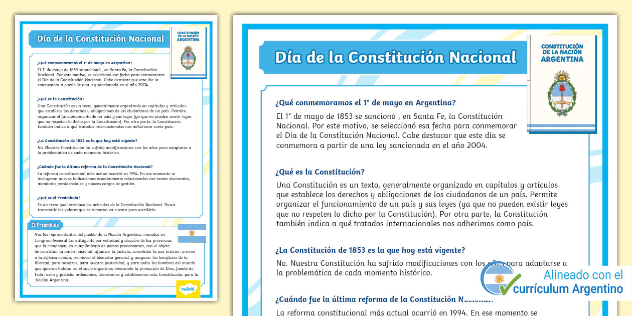 Póster: Día de la Constitución Nacional - Twinkl