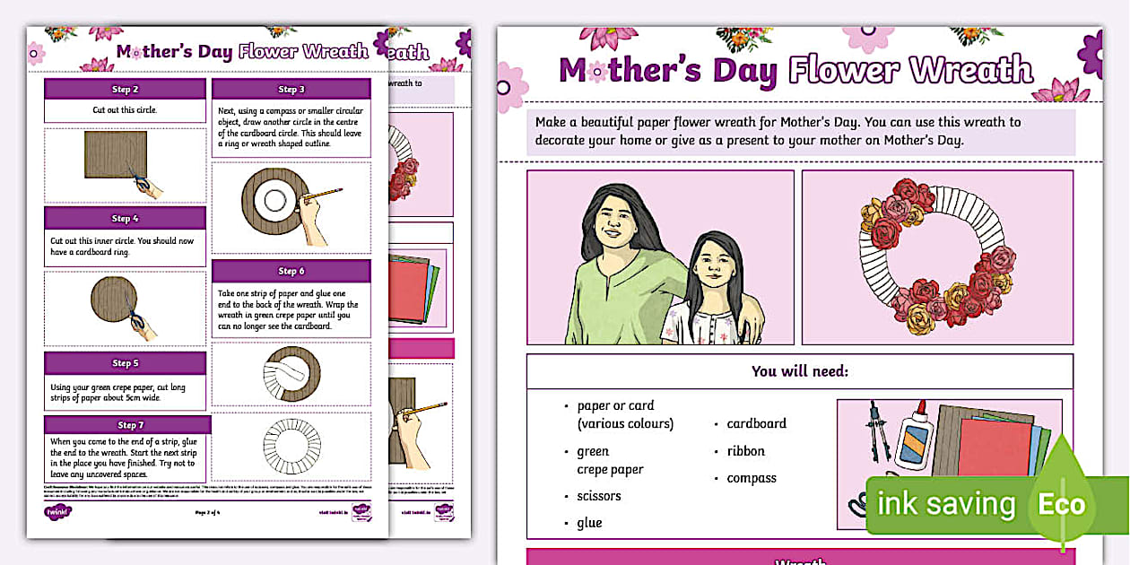 Mother's Day (Flower Wreath Craft Activity) - Twinkl