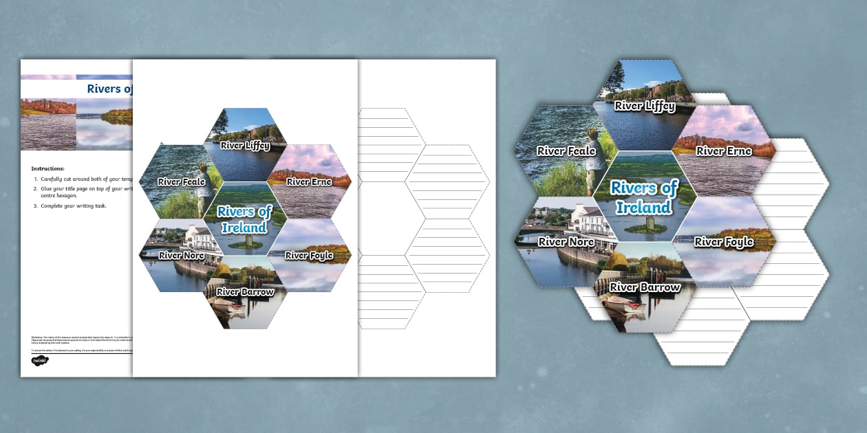 Rivers of Ireland Hexagon Writing Template (Teacher-Made)
