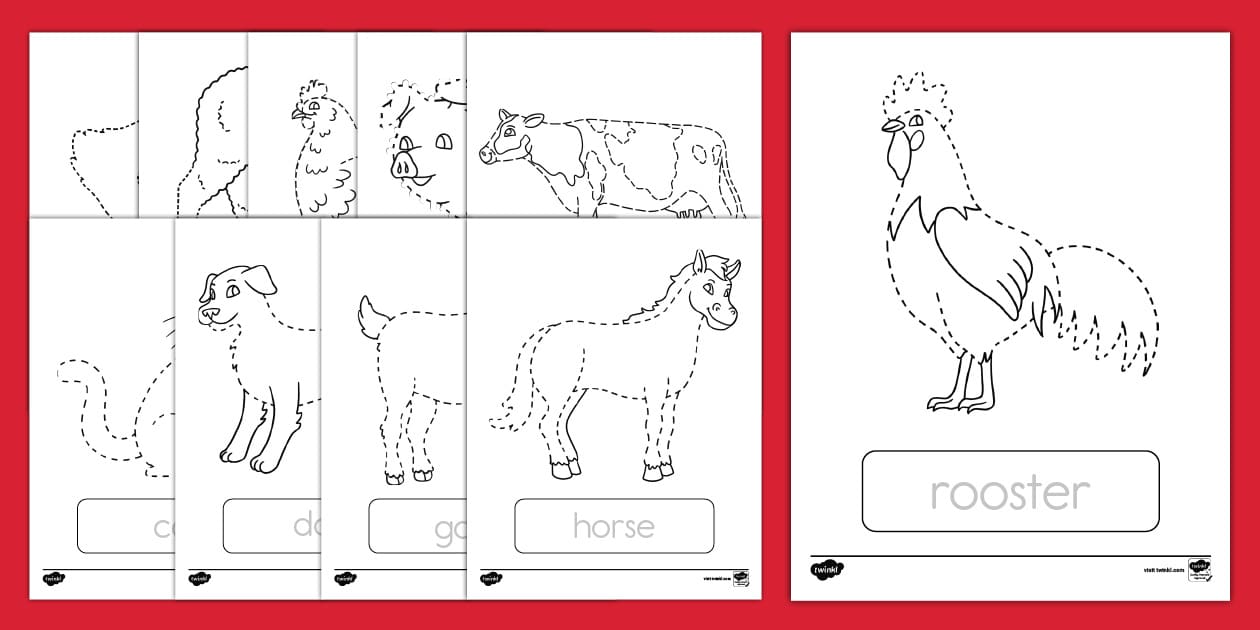 Farm Animals Trace and Color Activity (teacher made)