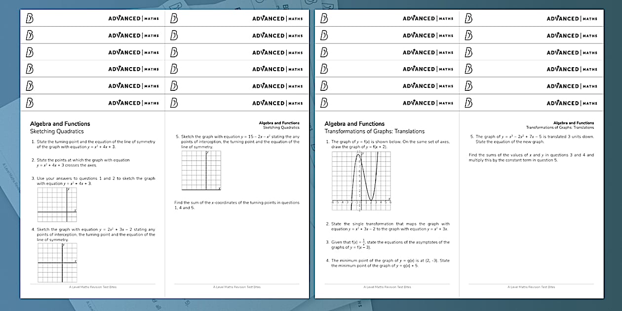 👉 Algebra and Functions Test Bites (teacher made)