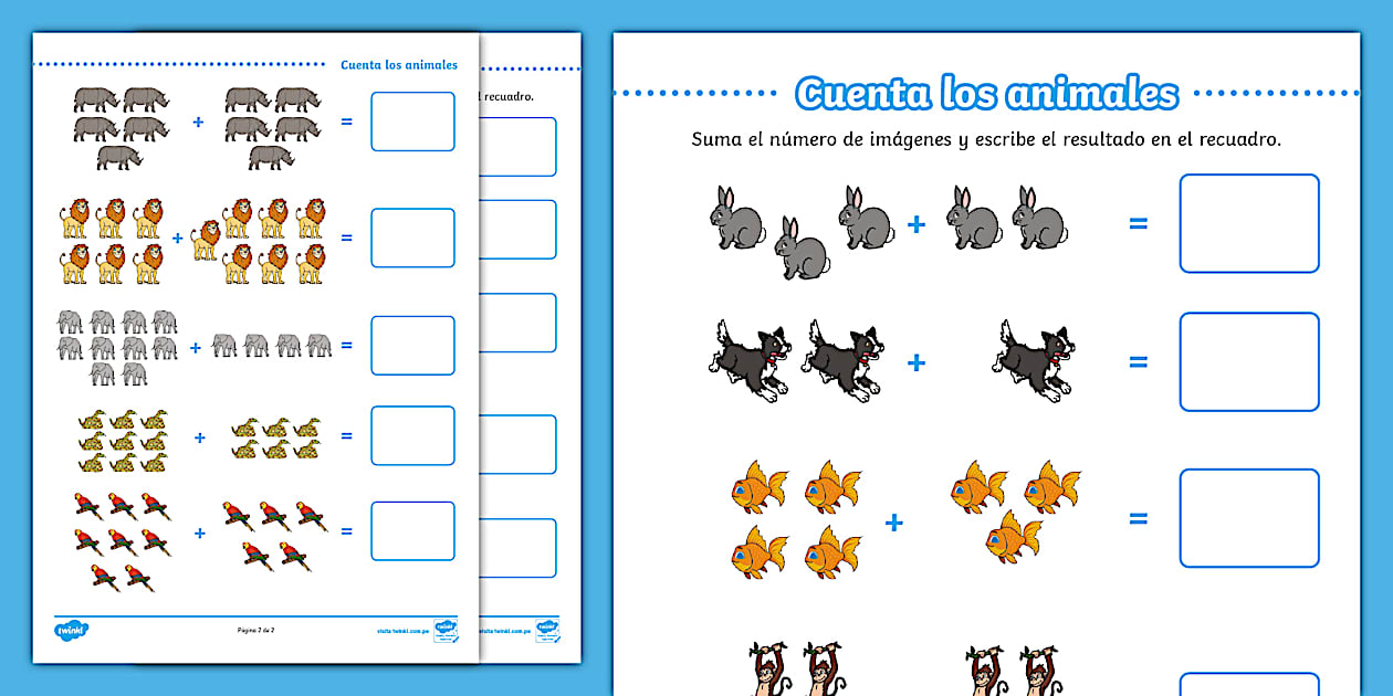 * NEW * Ficha de actividad de matemática de animales | Twinkl