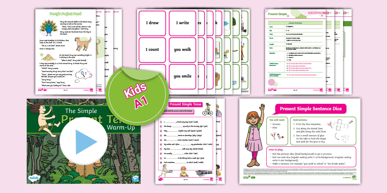 ESL Present Simple Lesson Plan for Kids (teacher made)