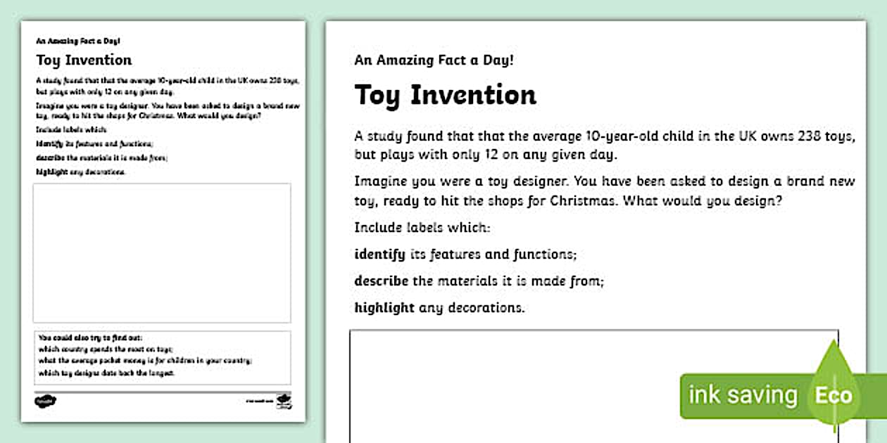 Editable Toy Invention Worksheet (teacher made) - Twinkl